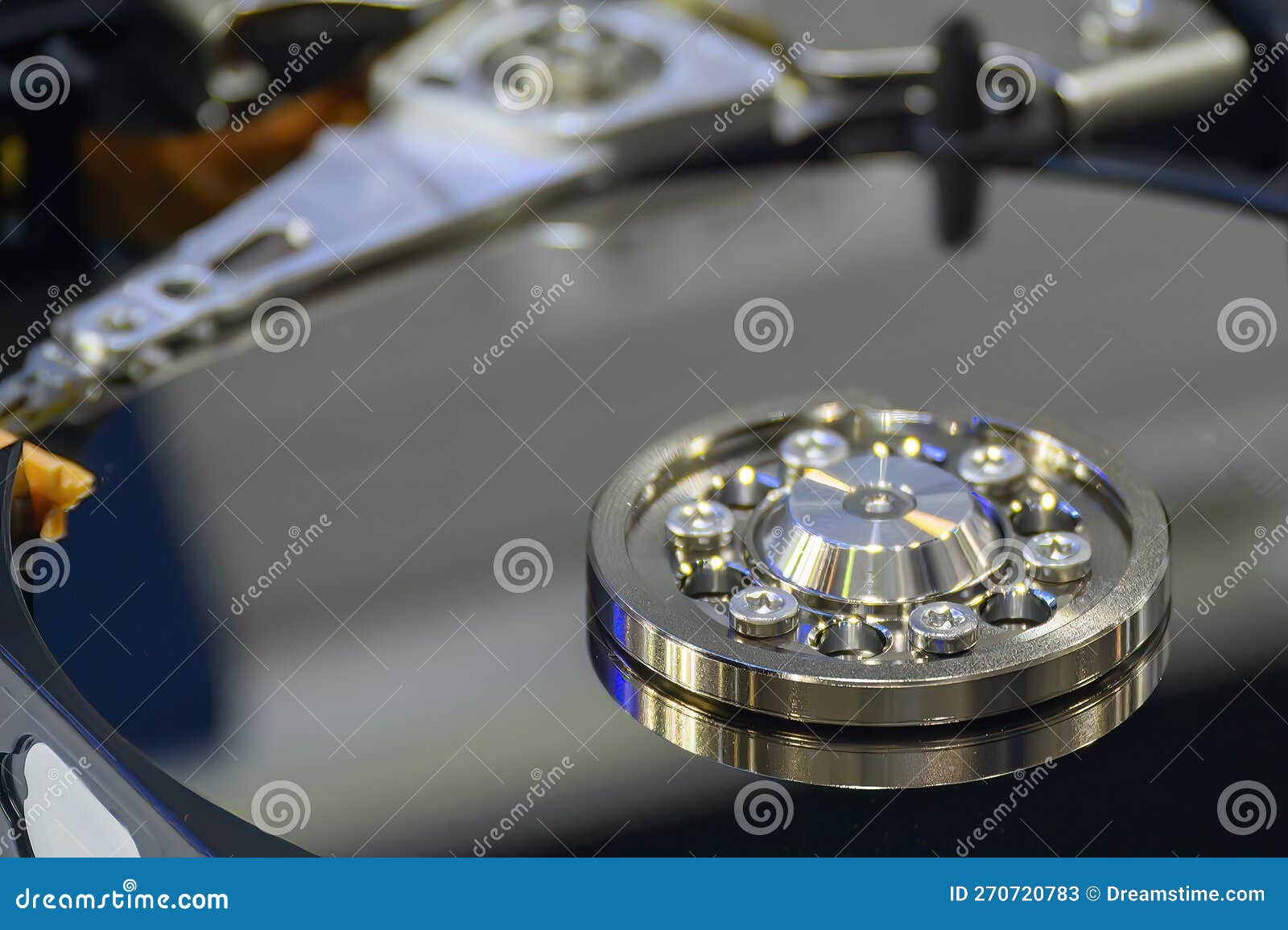 Close-up Scene of the Computer Hard Disk in the Light Blue Scene Stock ...