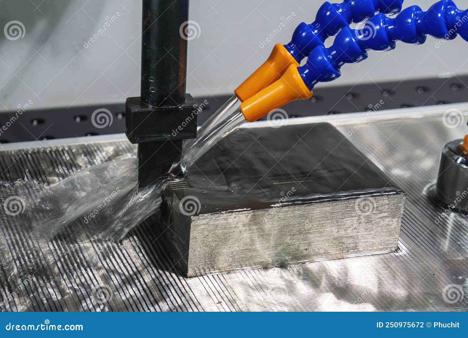 Close Up Scene of EDM Processing by Graphite Electrode Stock Photo ...