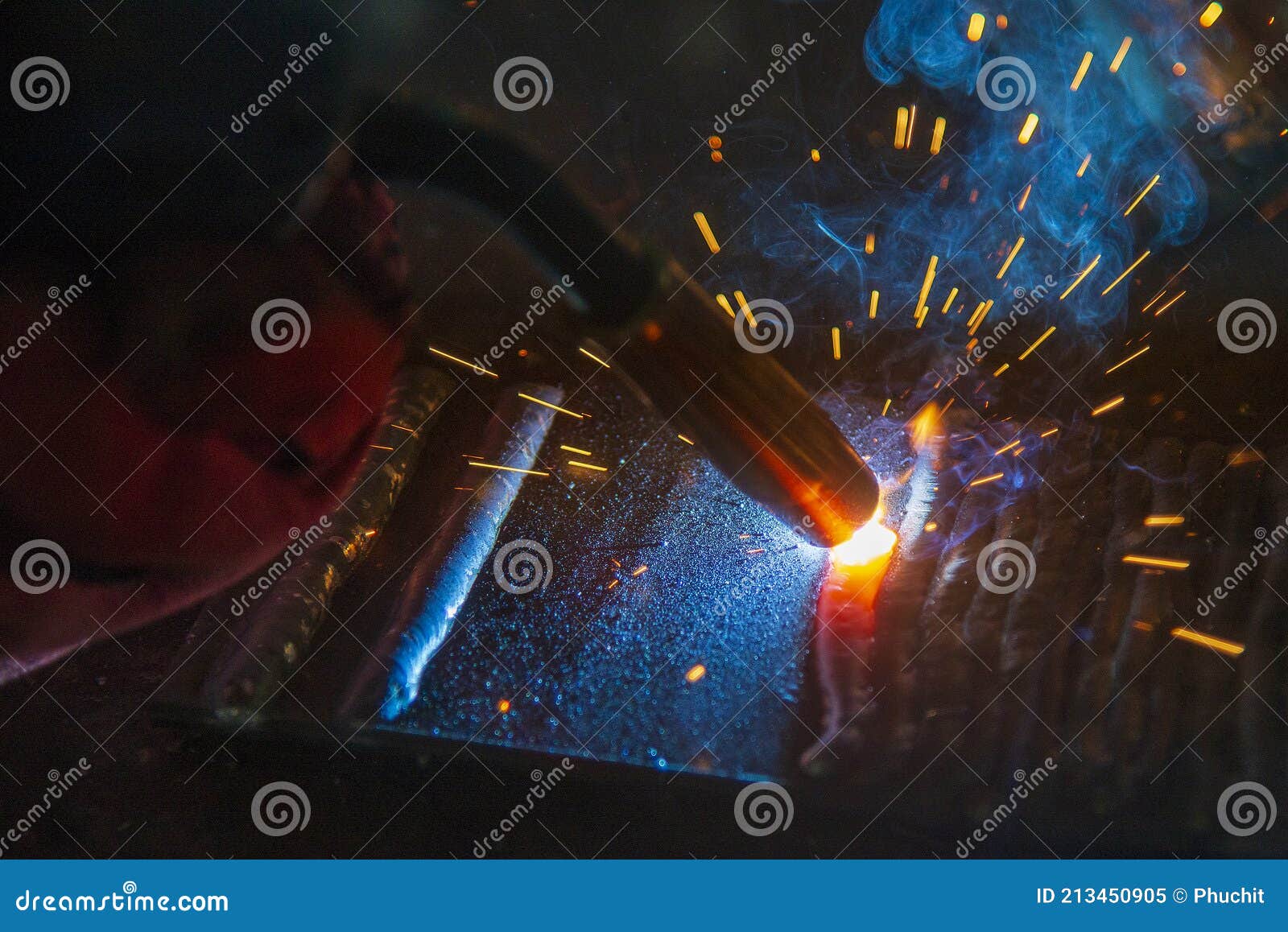 Close-up Scene of the Electric Welding Process. Stock Image - Image of ...