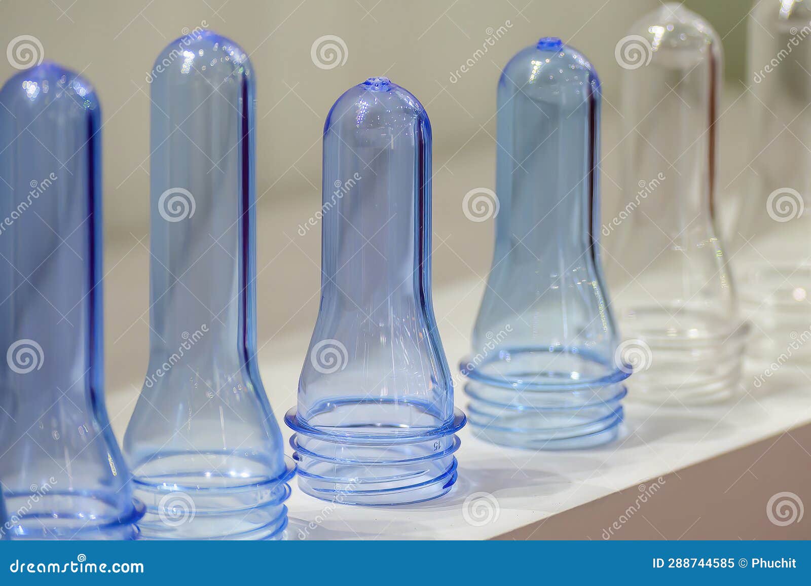 Close Up Scene of Group of Preform Shape of PET Bottle Products Stock ...