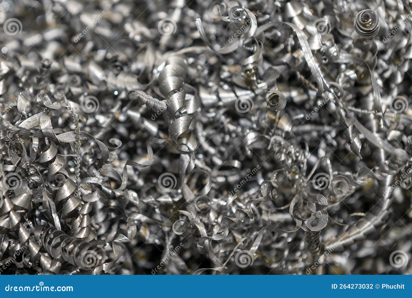 Close-up Scene of Metal Materials Scrap from Turning Process Stock ...