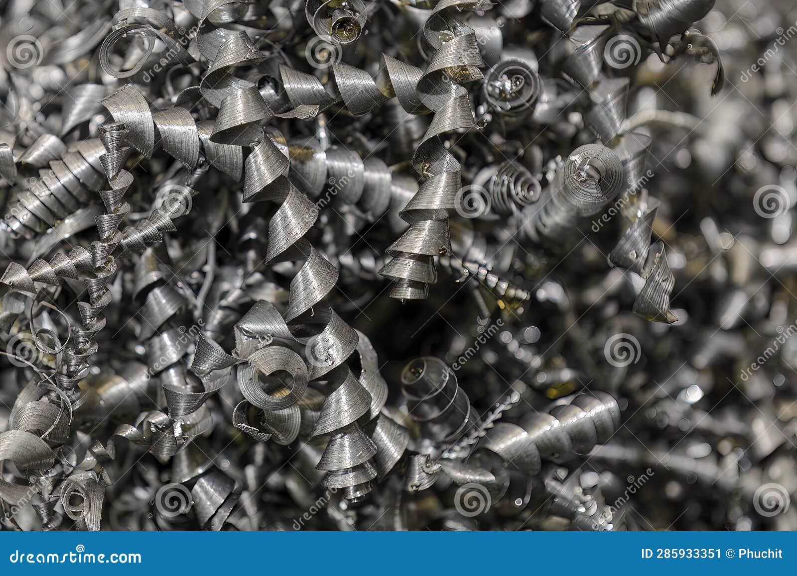 Close-up Scene of the Metal Materials Scrap from Turning Process Stock ...