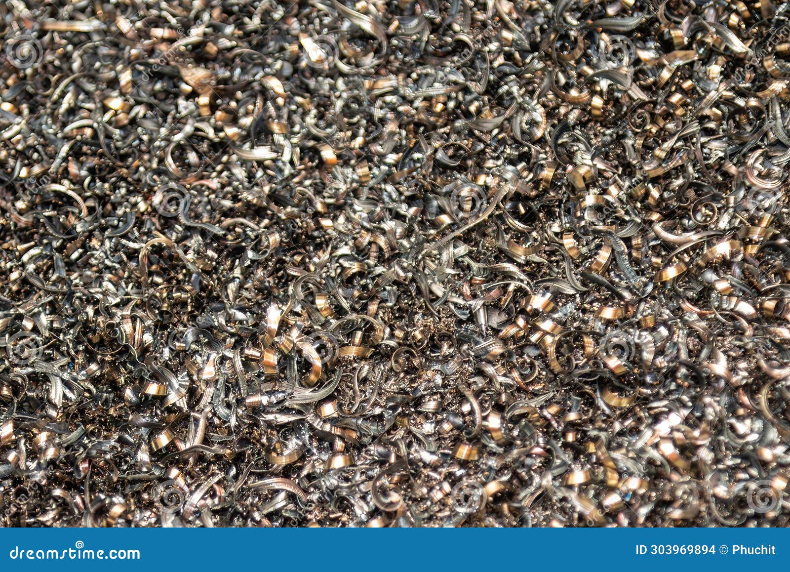 Close-up Scene of the Metal Materials Scrap from Turning Process Stock ...