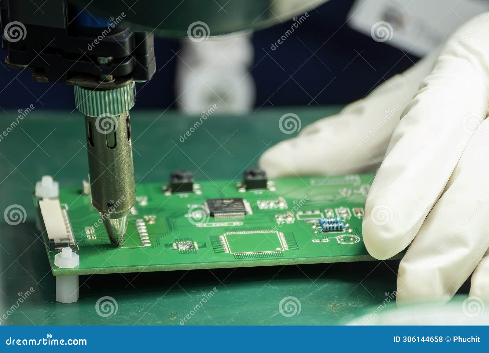 Close Up Scene the PCB Board Checking Process by Operator Stock Photo ...