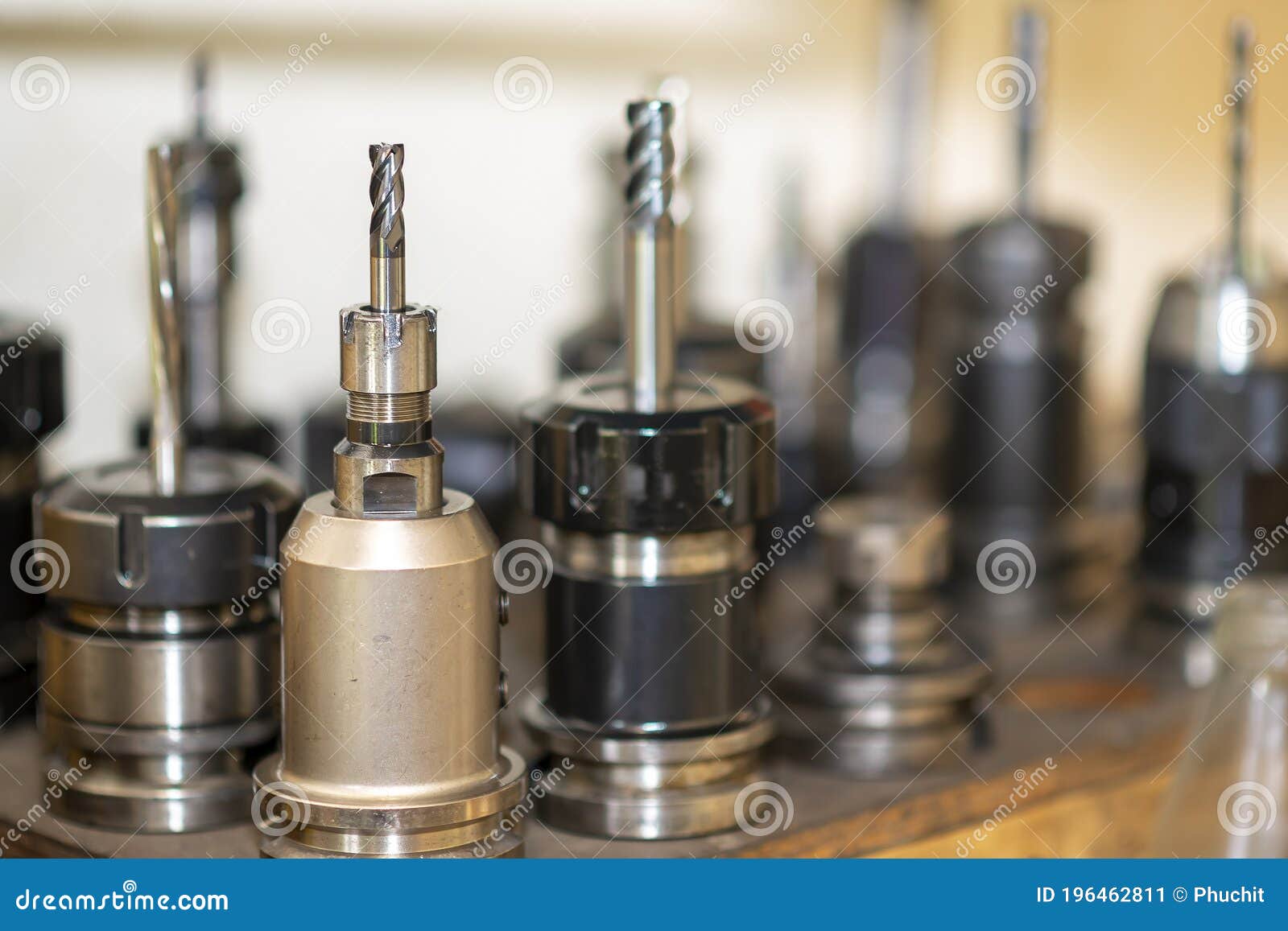 Close-up Scene of the Solid End-mill Tools for CNC Milling Machine ...