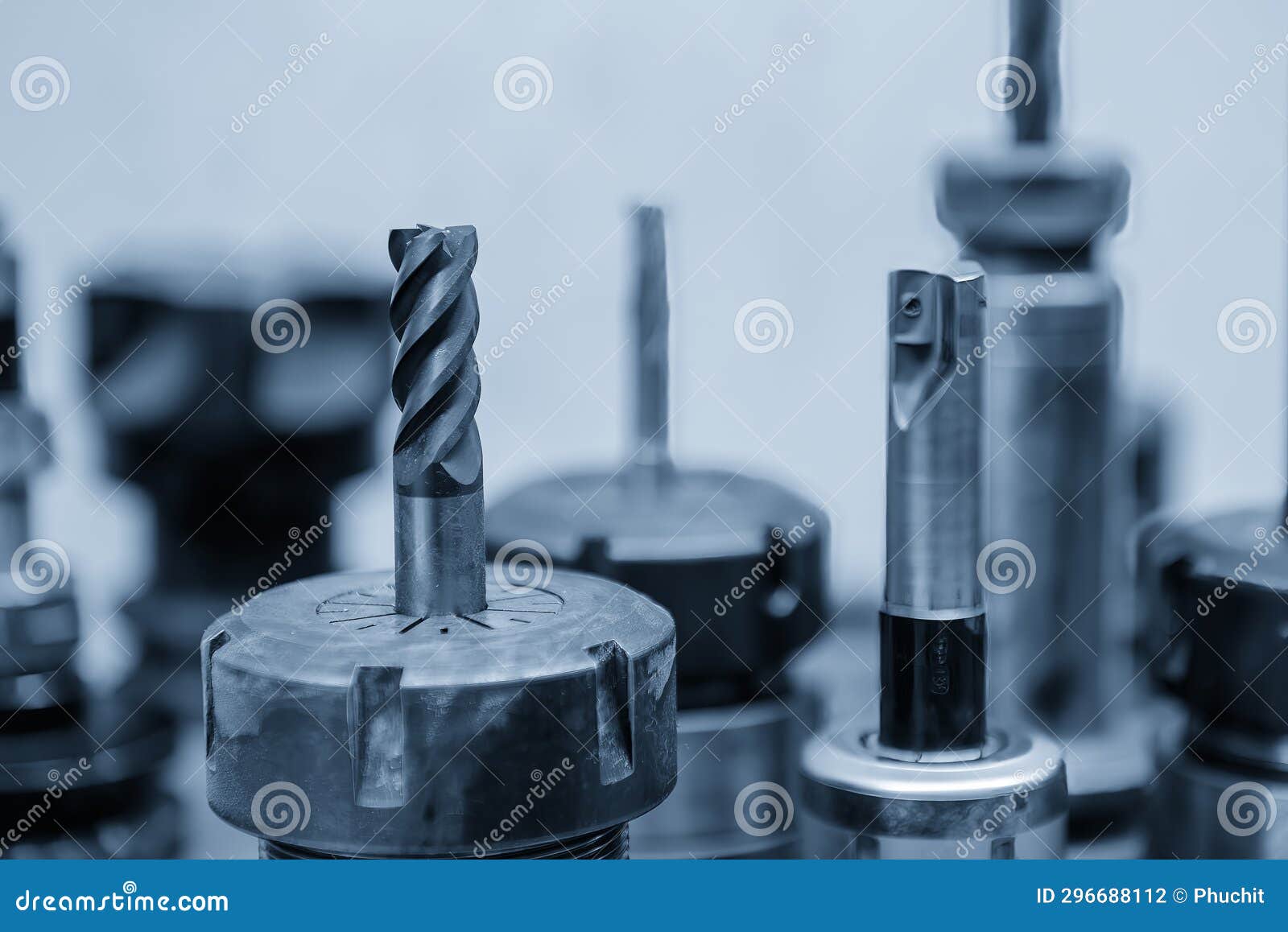 Close-up Scene the Used Coating Solid Square or Flat End Mill Tool ...