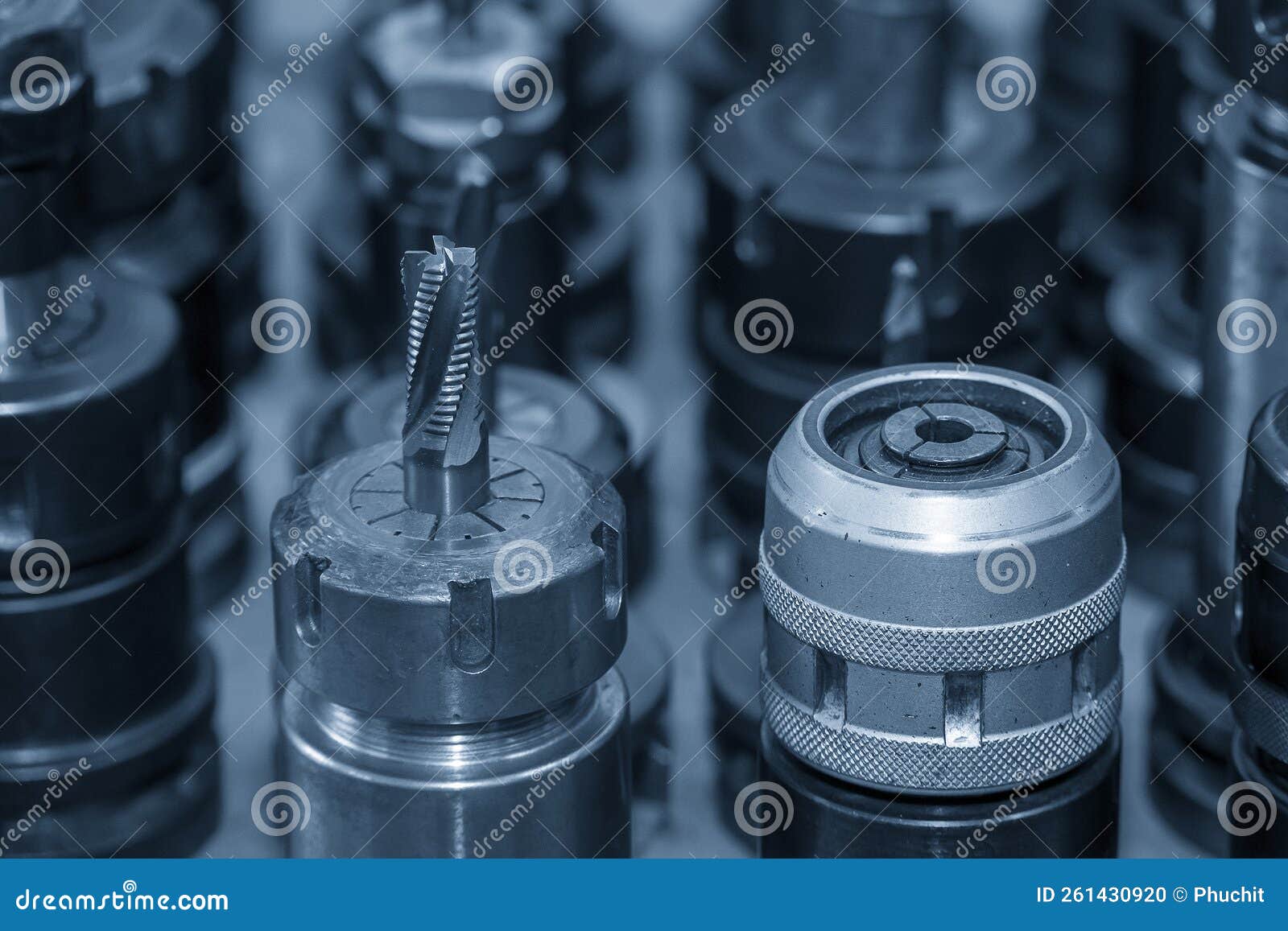 Close-up Scene the Used Rough Cutting Tools for CNC Milling Machine ...