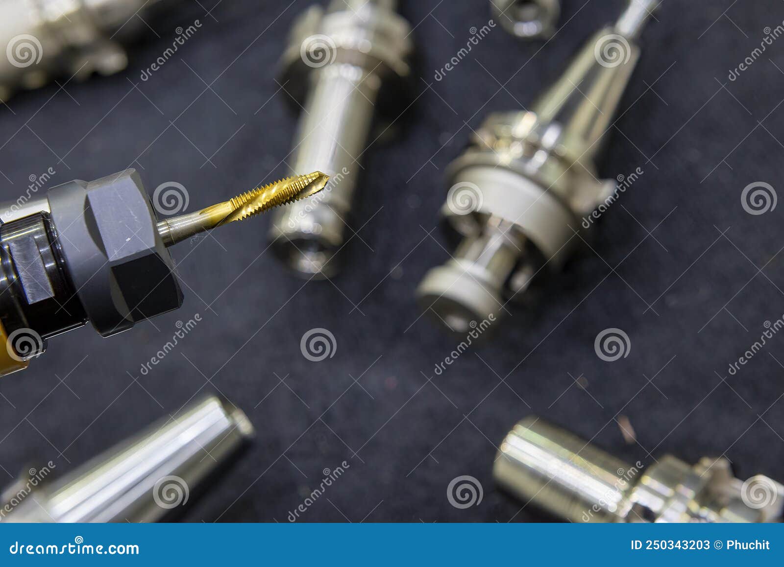Close-up Scene the Used Tapping Tools for CNC Milling Machine. Stock ...