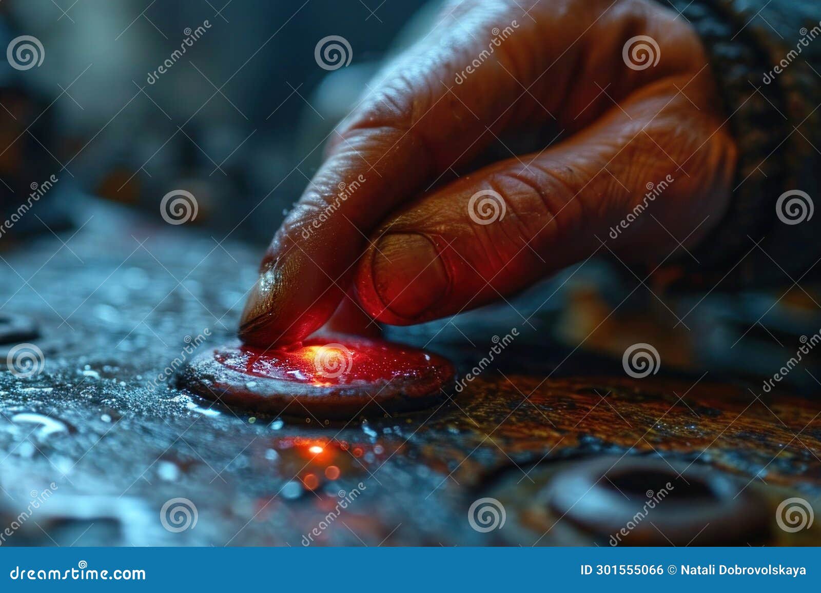 Close-up Scene Where a Thumb is Delicately Pressing on a Button that ...
