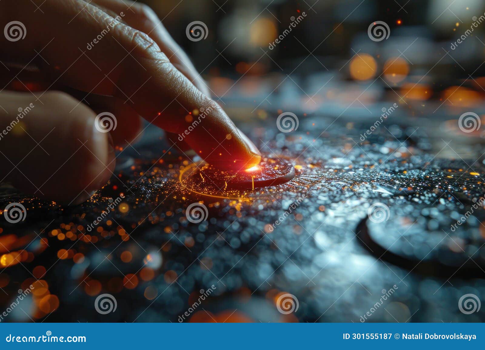 Close-up Scene Where a Thumb is Delicately Pressing on a Button that ...