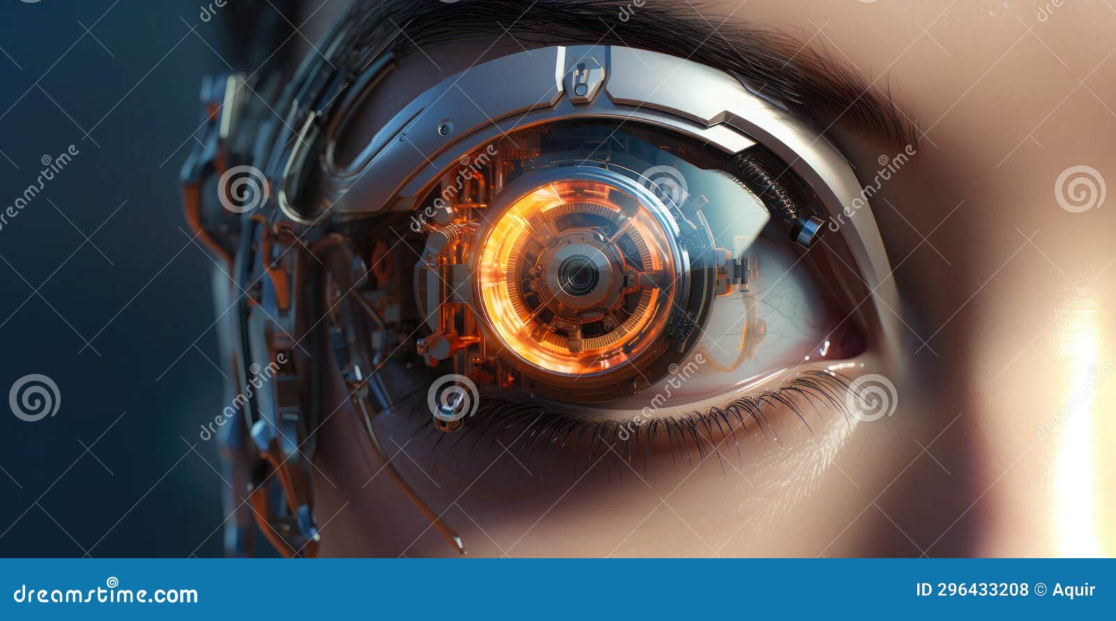 Close Up of a Sci-fi Cyborg Eye. Futuristic Human Eye Technology ...