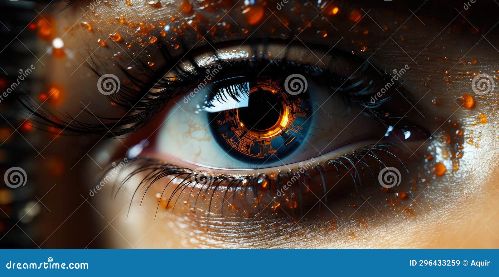 Close Up of a Sci-fi Cyborg Eye. Futuristic Human Eye Technology ...
