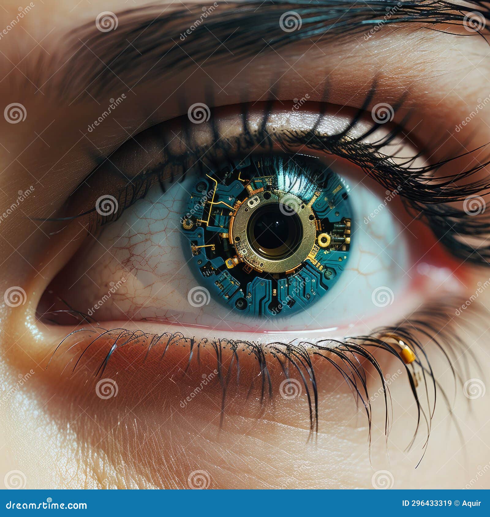 Close Up of a Sci-fi Cyborg Eye. Futuristic Human Eye Technology ...