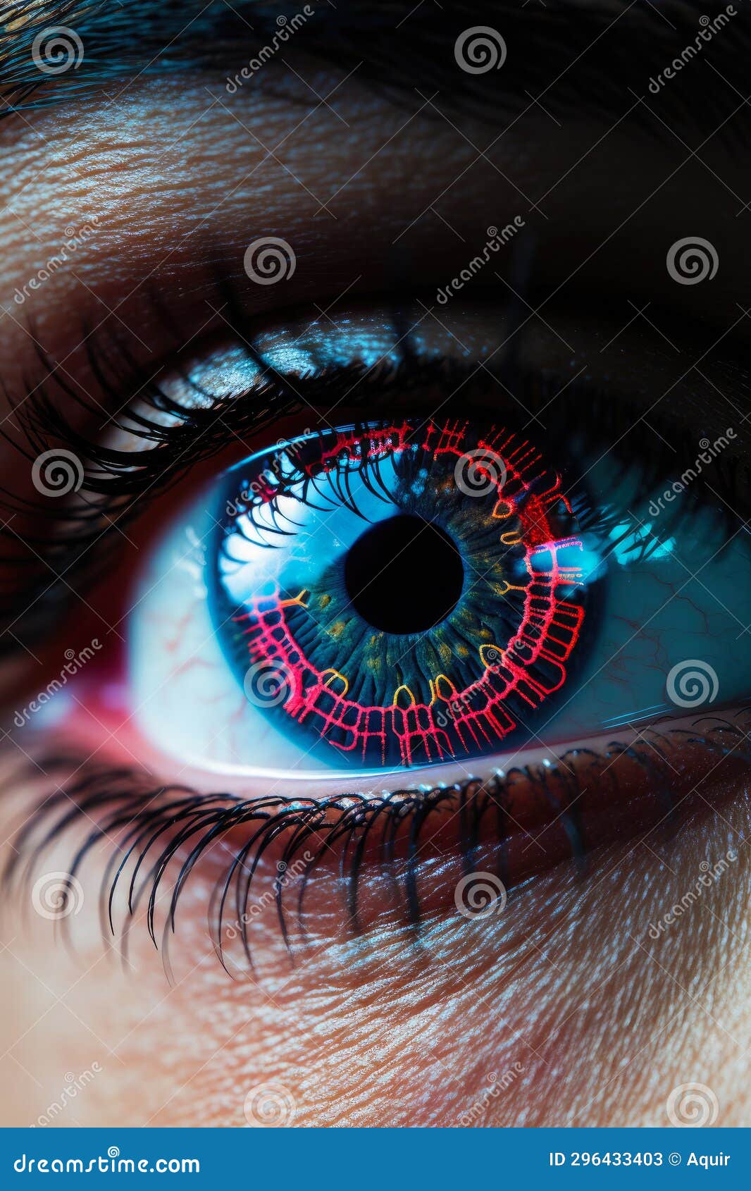 Close Up of a Sci-fi Cyborg Eye. Futuristic Human Eye Technology ...