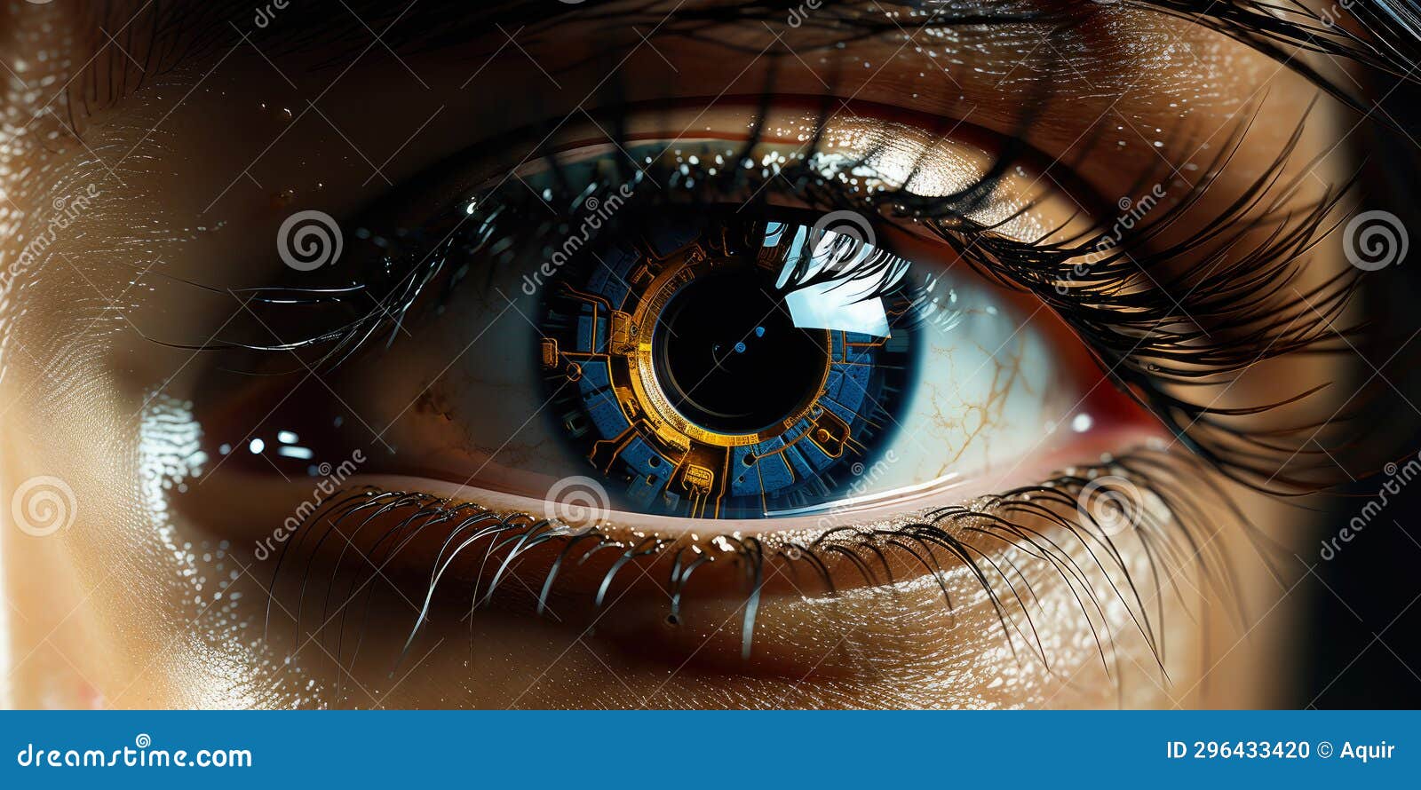 Close Up of a Sci-fi Cyborg Eye. Futuristic Human Eye Technology ...