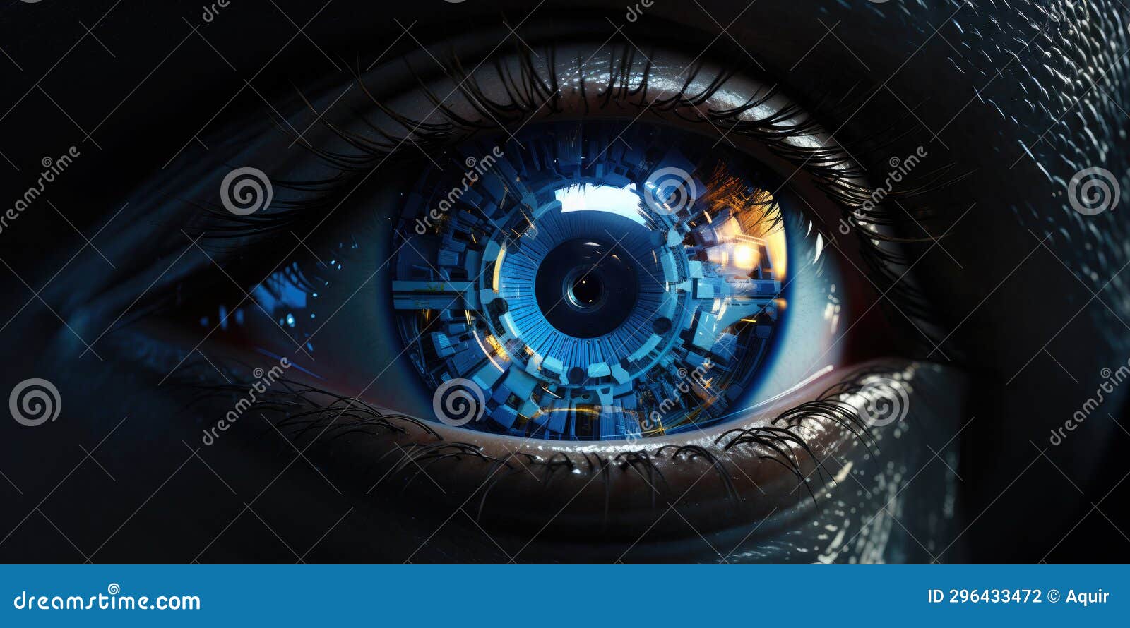 Close Up of a Sci-fi Cyborg Eye. Futuristic Human Eye Technology ...