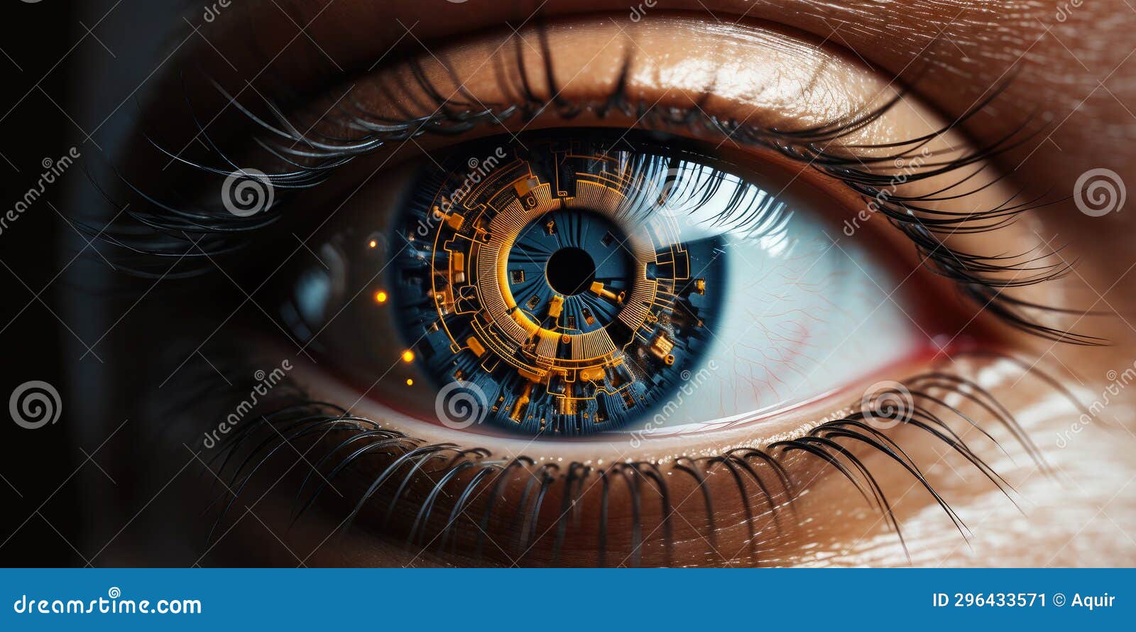 Close Up of a Sci-fi Cyborg Eye. Futuristic Human Eye Technology ...