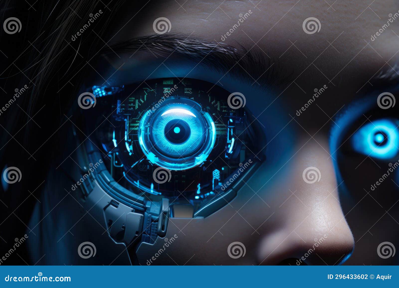 Close Up of a Sci-fi Cyborg Eye. Futuristic Human Eye Technology ...