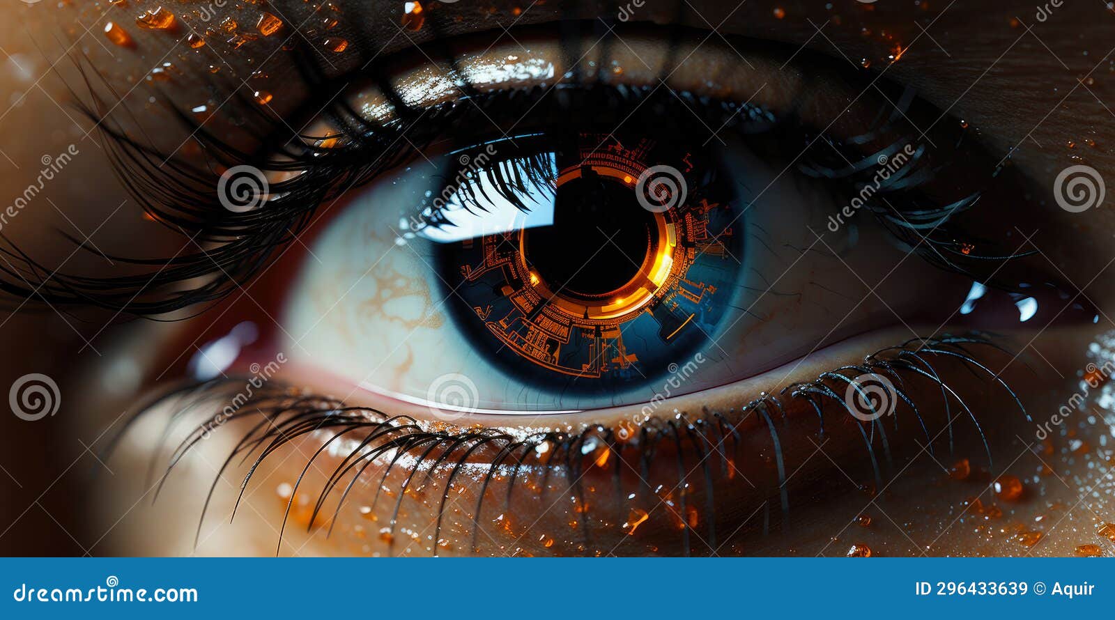 Close Up of a Sci-fi Cyborg Eye. Futuristic Human Eye Technology ...