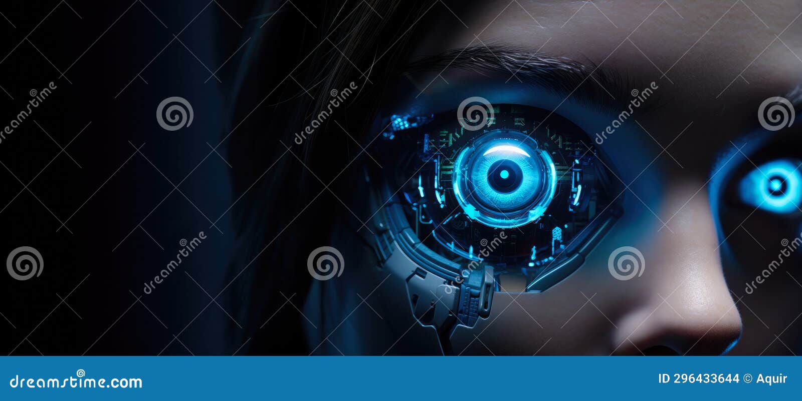 Close Up of a Sci-fi Cyborg Eye. Futuristic Human Eye Technology ...