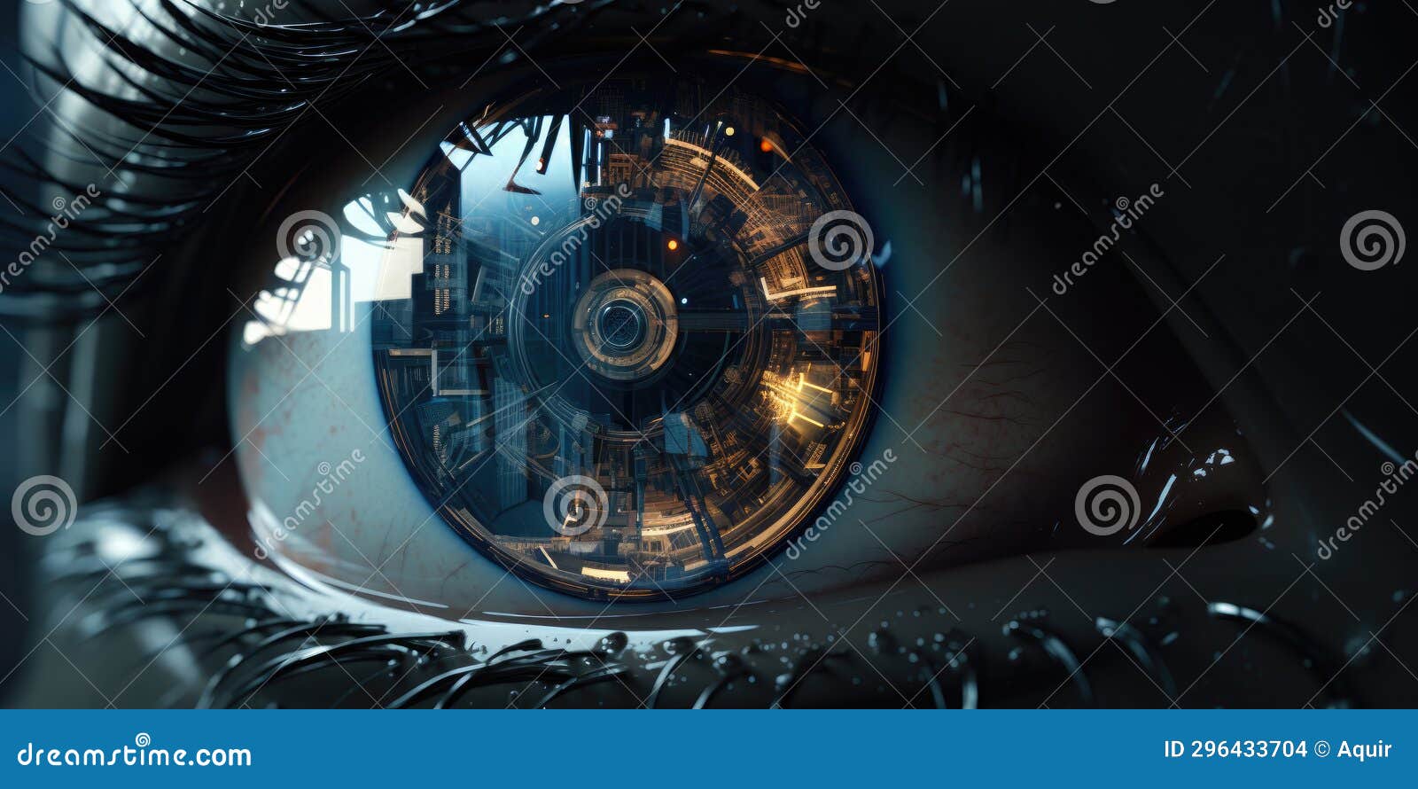 Close Up of a Sci-fi Cyborg Eye. Futuristic Human Eye Technology ...