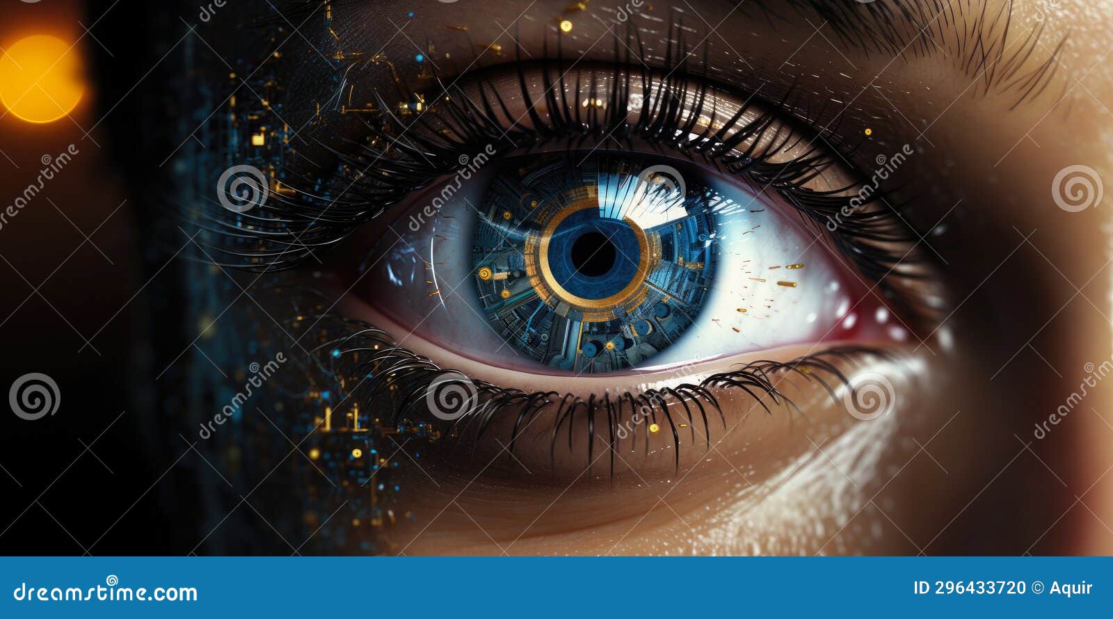 Close Up of a Sci-fi Cyborg Eye. Futuristic Human Eye Technology ...