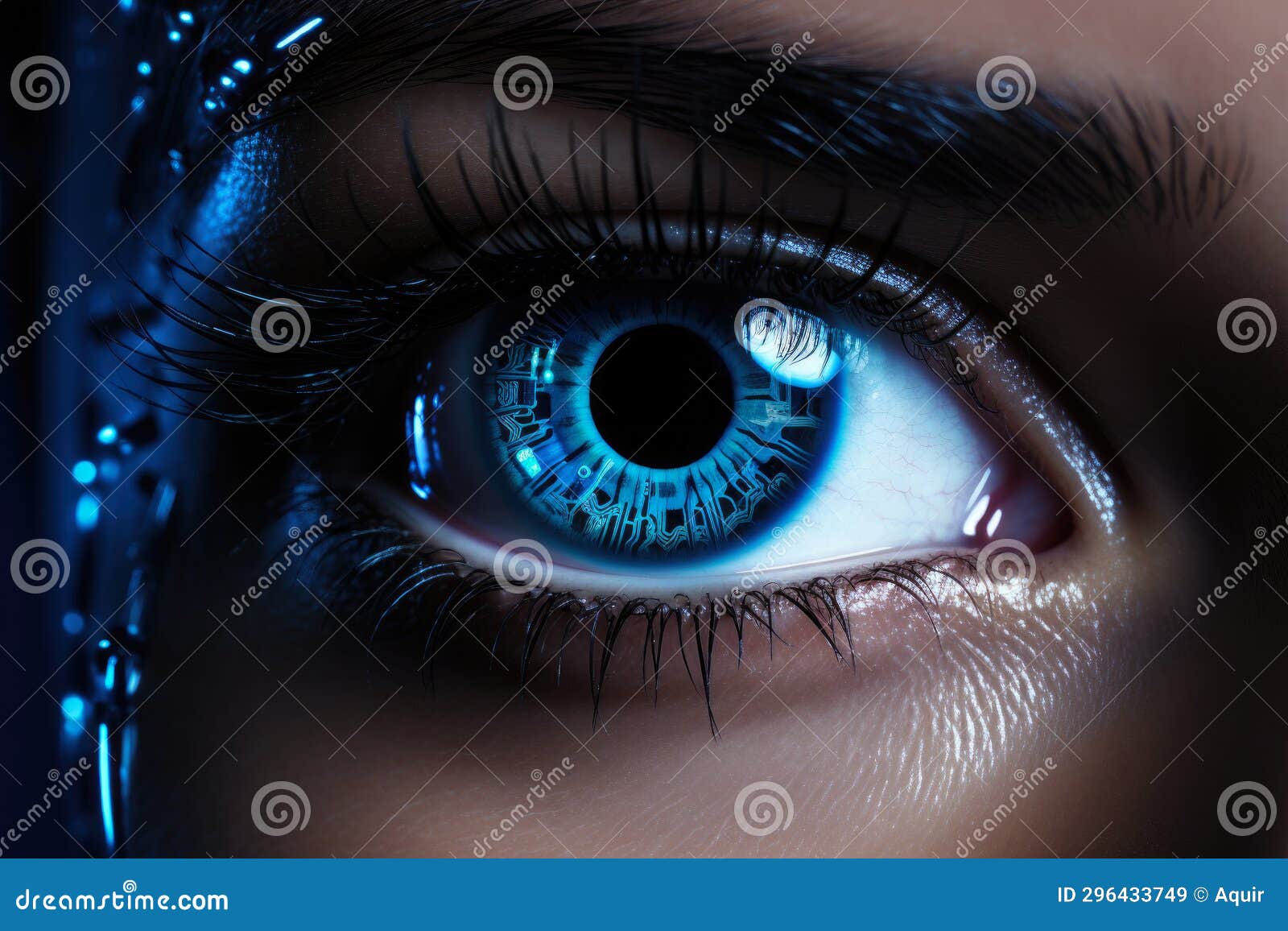 Close Up of a Sci-fi Cyborg Eye. Futuristic Human Eye Technology ...