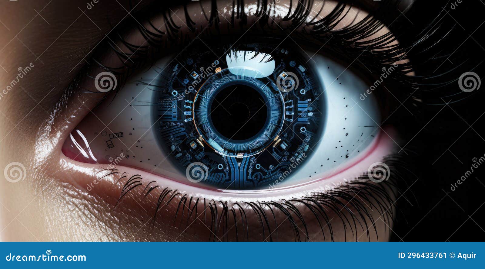 Close Up of a Sci-fi Cyborg Eye. Futuristic Human Eye Technology ...