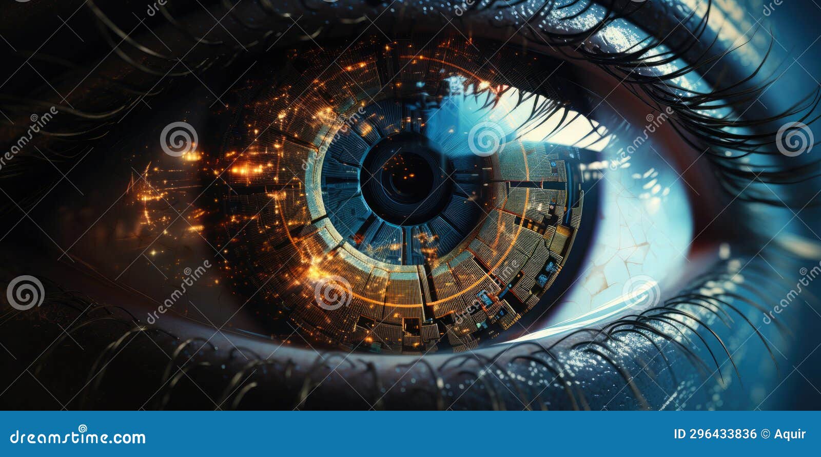 Close Up of a Sci-fi Cyborg Eye. Futuristic Human Eye Technology ...