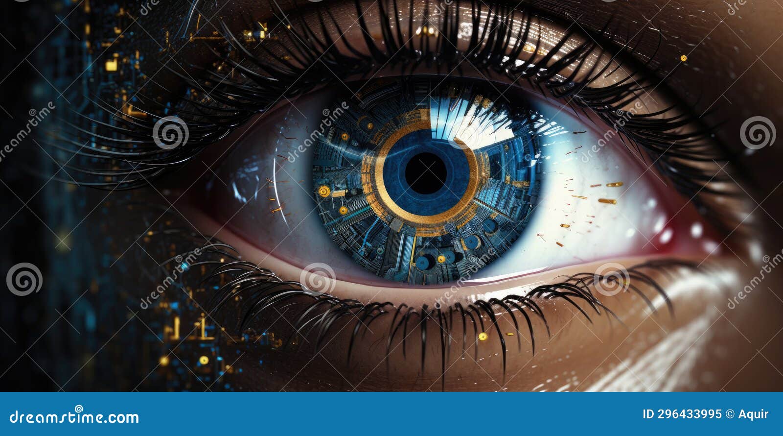 Close Up of a Sci-fi Cyborg Eye. Futuristic Human Eye Technology ...