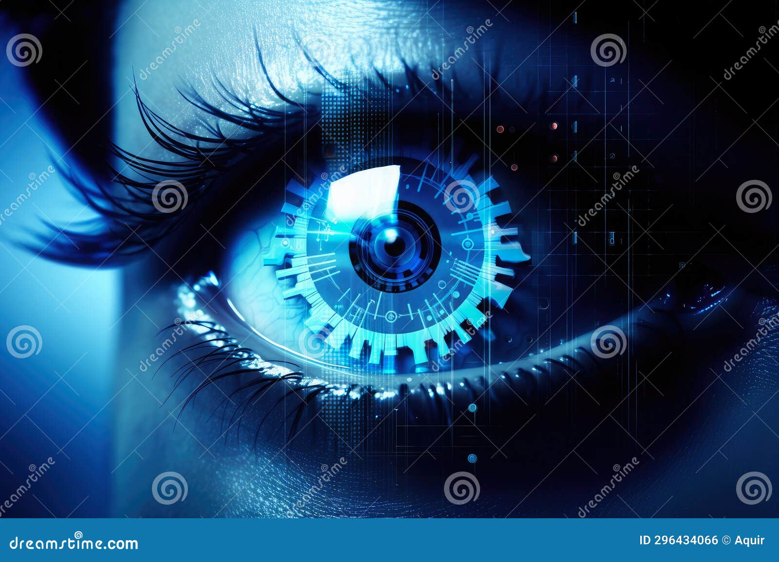 Close Up of a Sci-fi Cyborg Eye. Futuristic Human Eye Technology ...