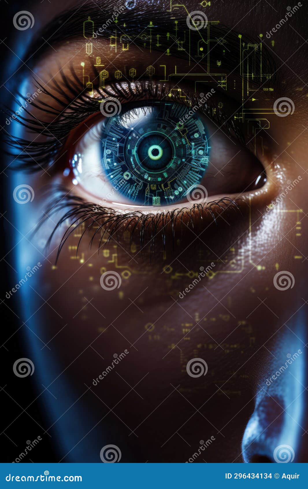Close Up of a Sci-fi Cyborg Eye. Futuristic Human Eye Technology ...
