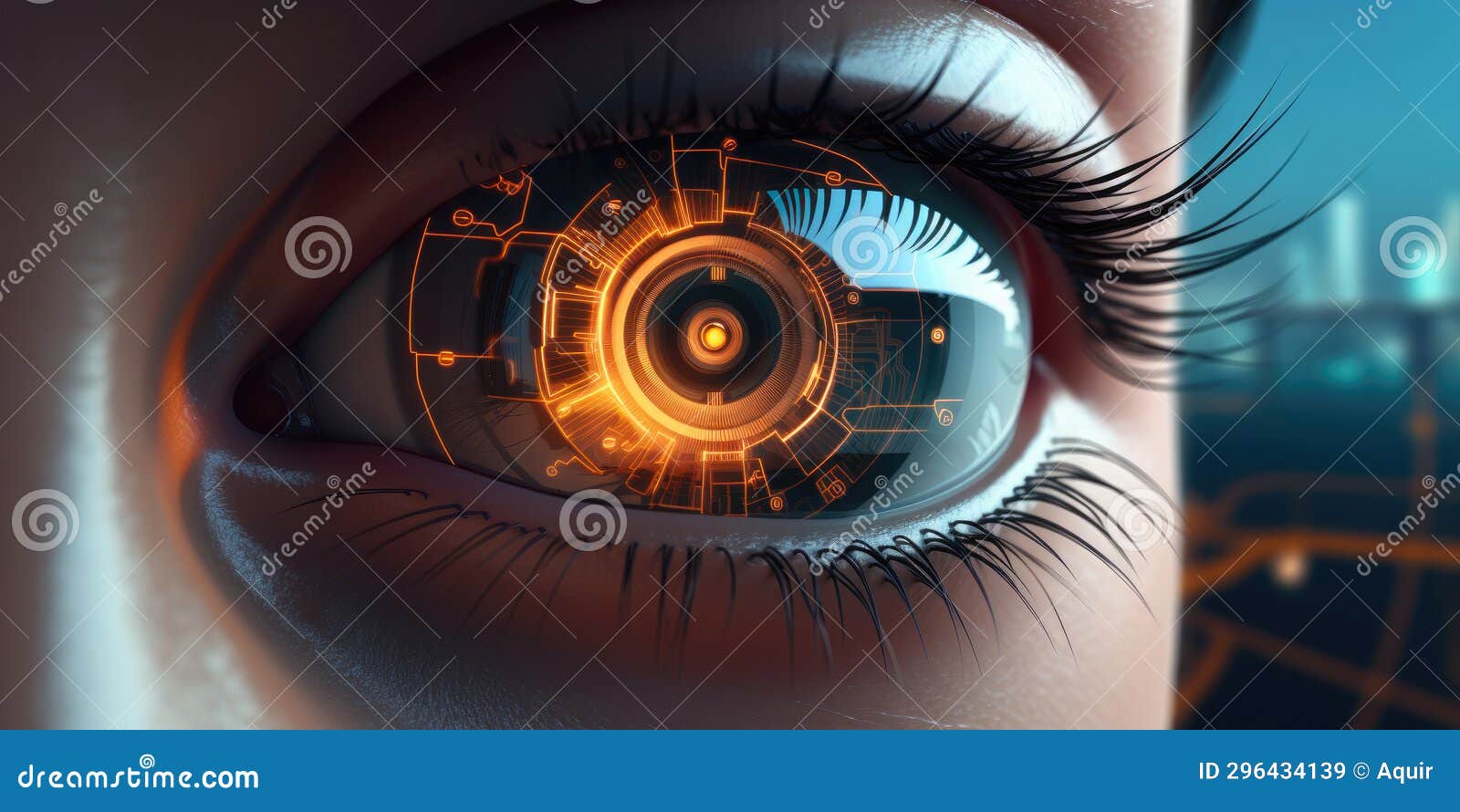 Close Up of a Sci-fi Cyborg Eye. Futuristic Human Eye Technology ...