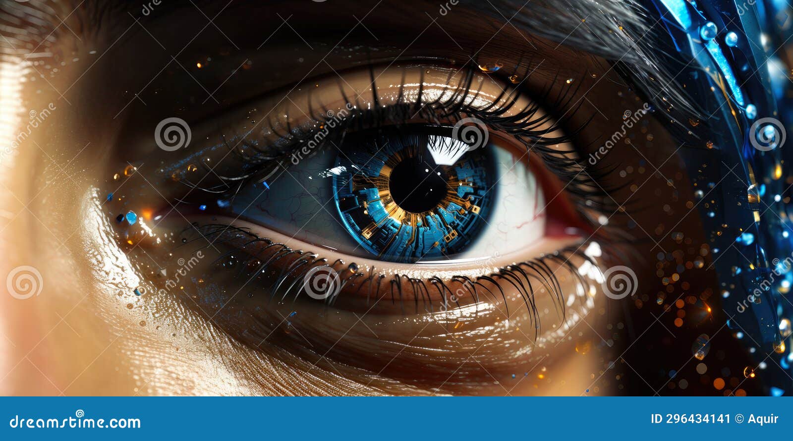 Close Up of a Sci-fi Cyborg Eye. Futuristic Human Eye Technology ...