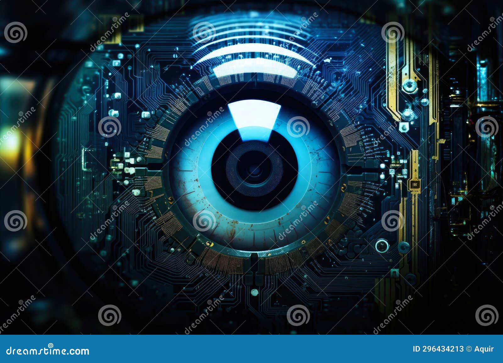 Close Up of a Sci-fi Cyborg Eye. Futuristic Human Eye Technology ...