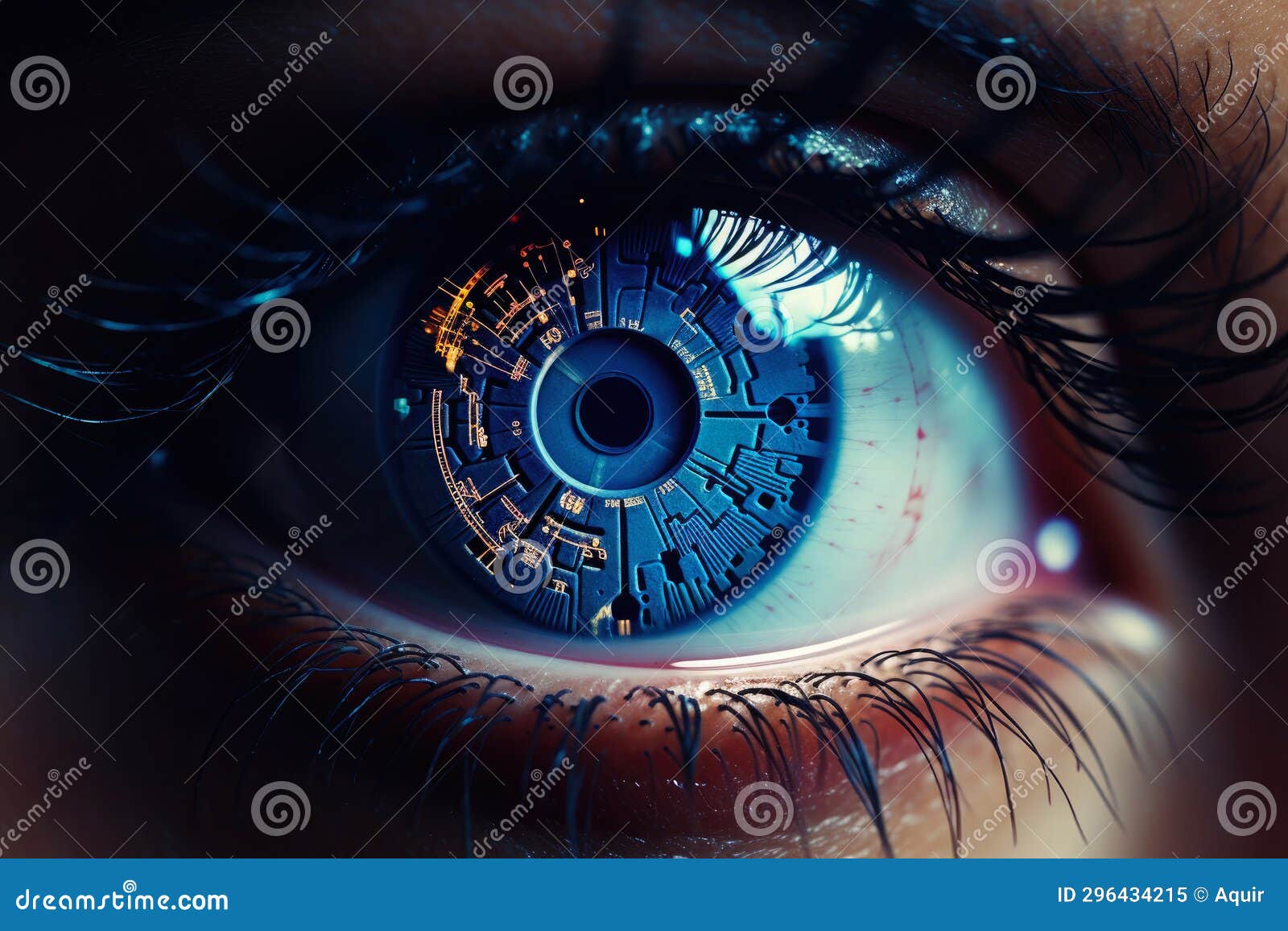 Close Up of a Sci-fi Cyborg Eye. Futuristic Human Eye Technology ...