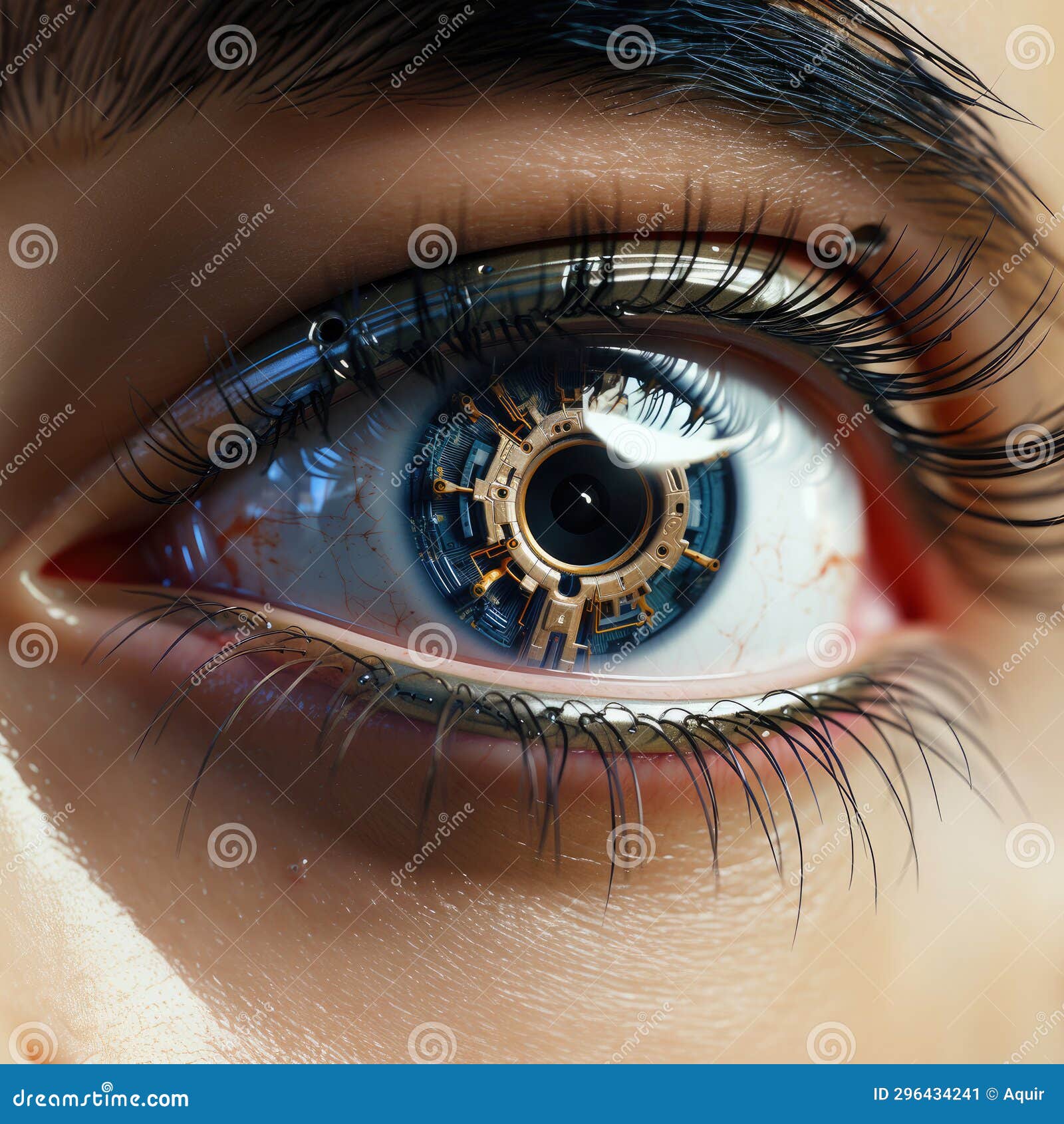 Close Up of a Sci-fi Cyborg Eye. Futuristic Human Eye Technology ...
