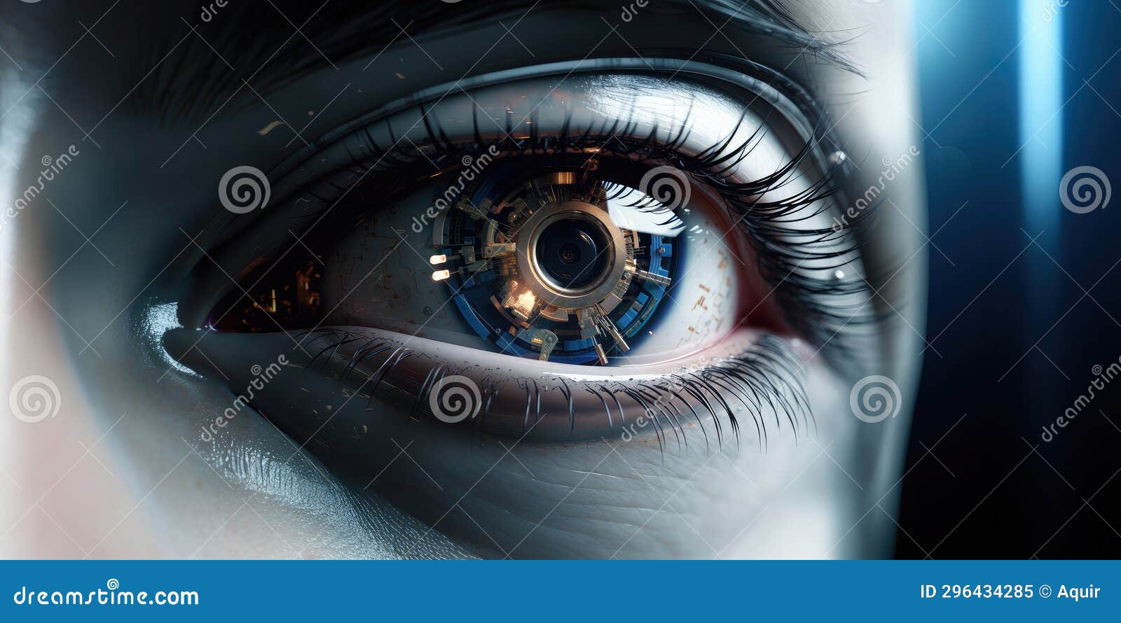 Close Up of a Sci-fi Cyborg Eye. Futuristic Human Eye Technology ...