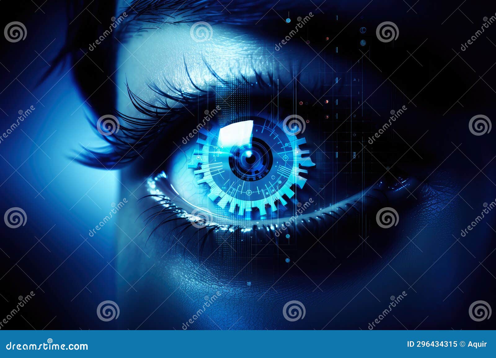 Close Up of a Sci-fi Cyborg Eye. Futuristic Human Eye Technology ...