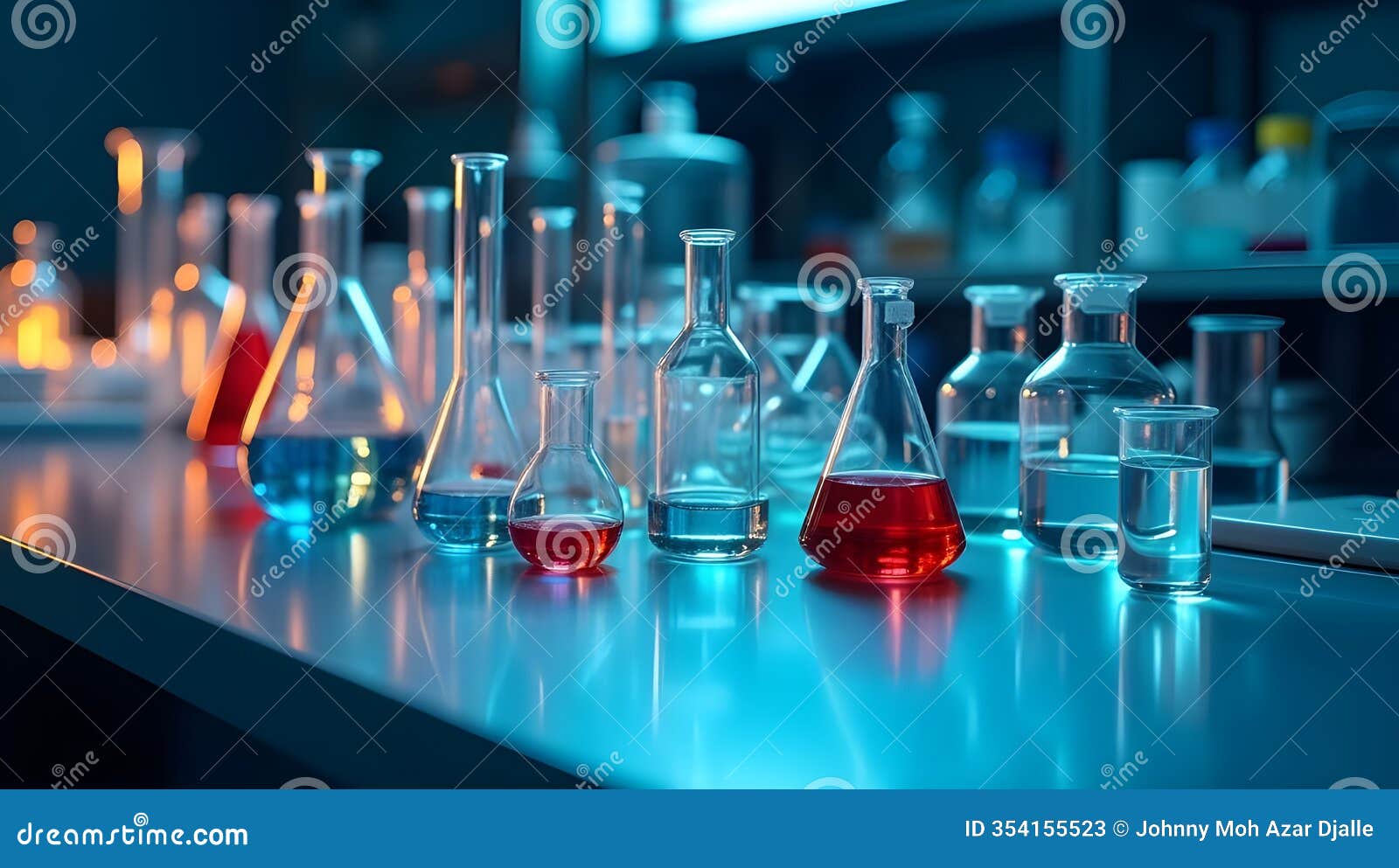 Science Experiment Setup, Including Test Tubes and Beakers Stock ...