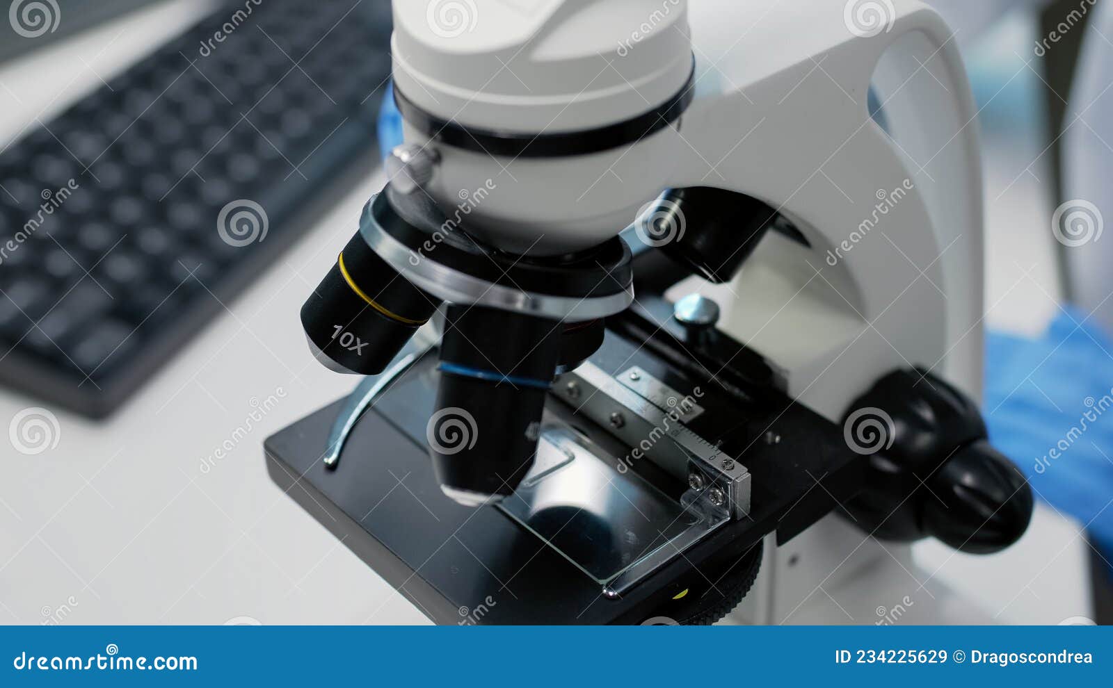 Close Up of Scientific Microscope Sample Tray in Laboratory Stock Image ...