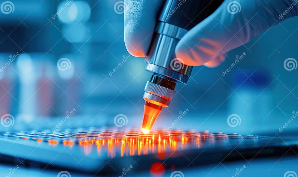 Close-Up of Scientific Research with Advanced Laser Technology Stock ...