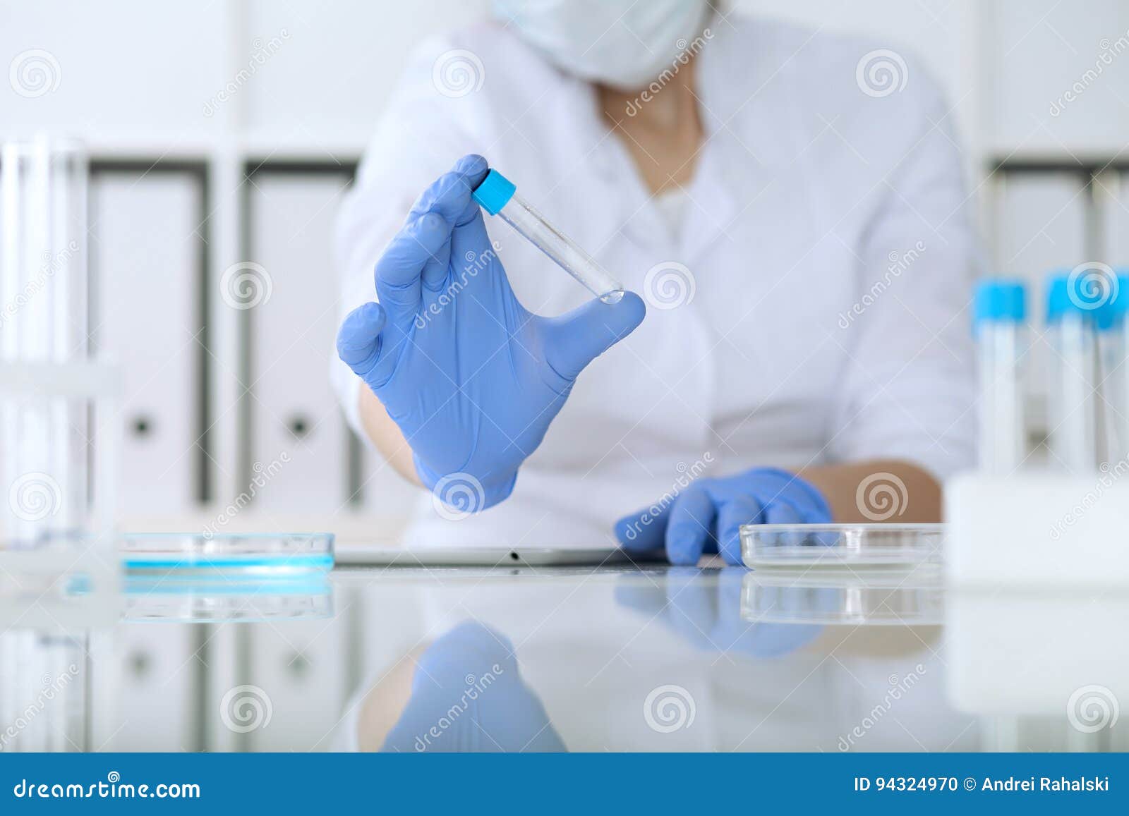 Close Up of Scientific Research Hands with Clear Solution in Laboratory ...