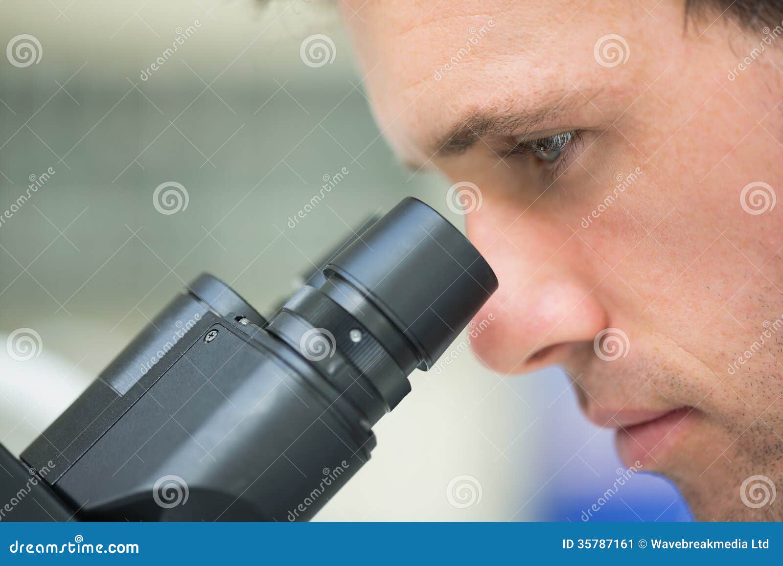 Close Up of a Scientific Researcher Using Microscope Stock Image ...