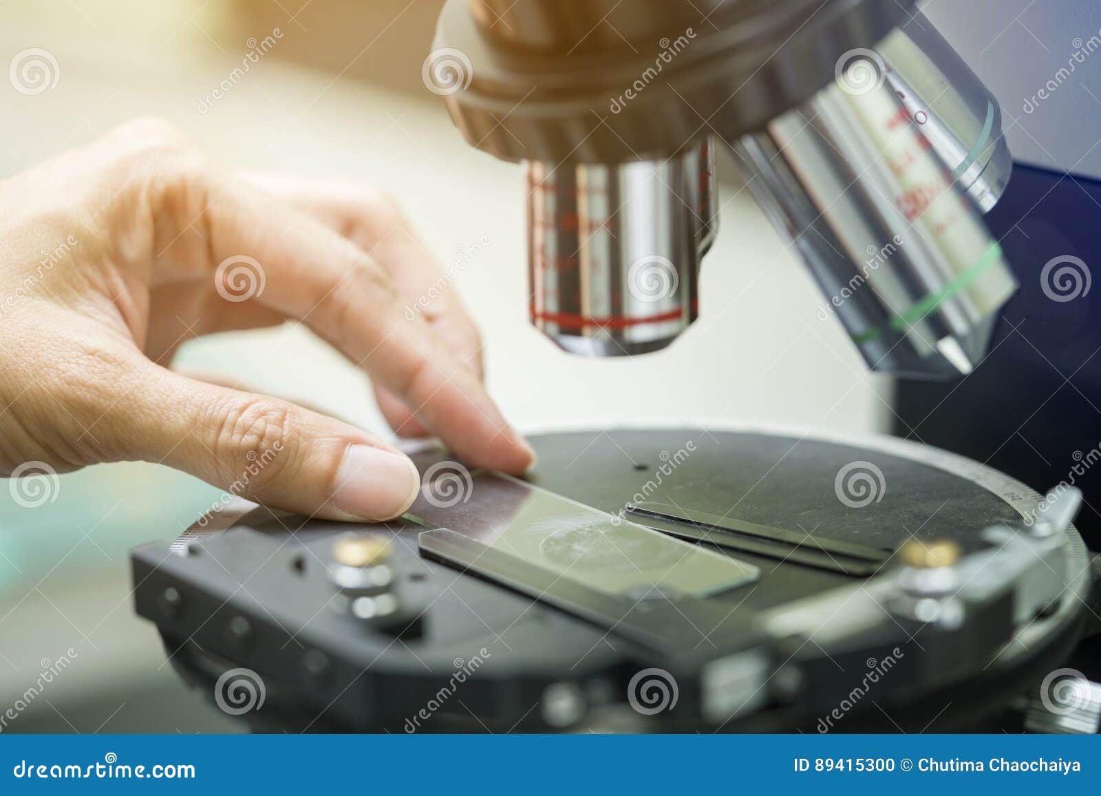 Close Up Scientist Hand with Microscope Stock Photo - Image of ...