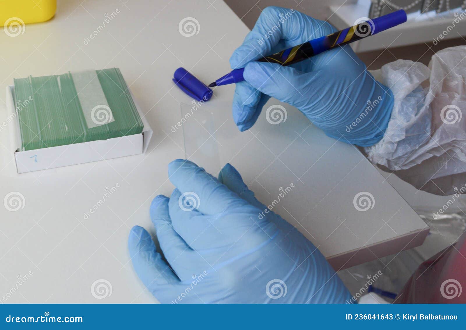 Close Up of Scientist Hand with Test Sample in Lab Stock Image - Image ...