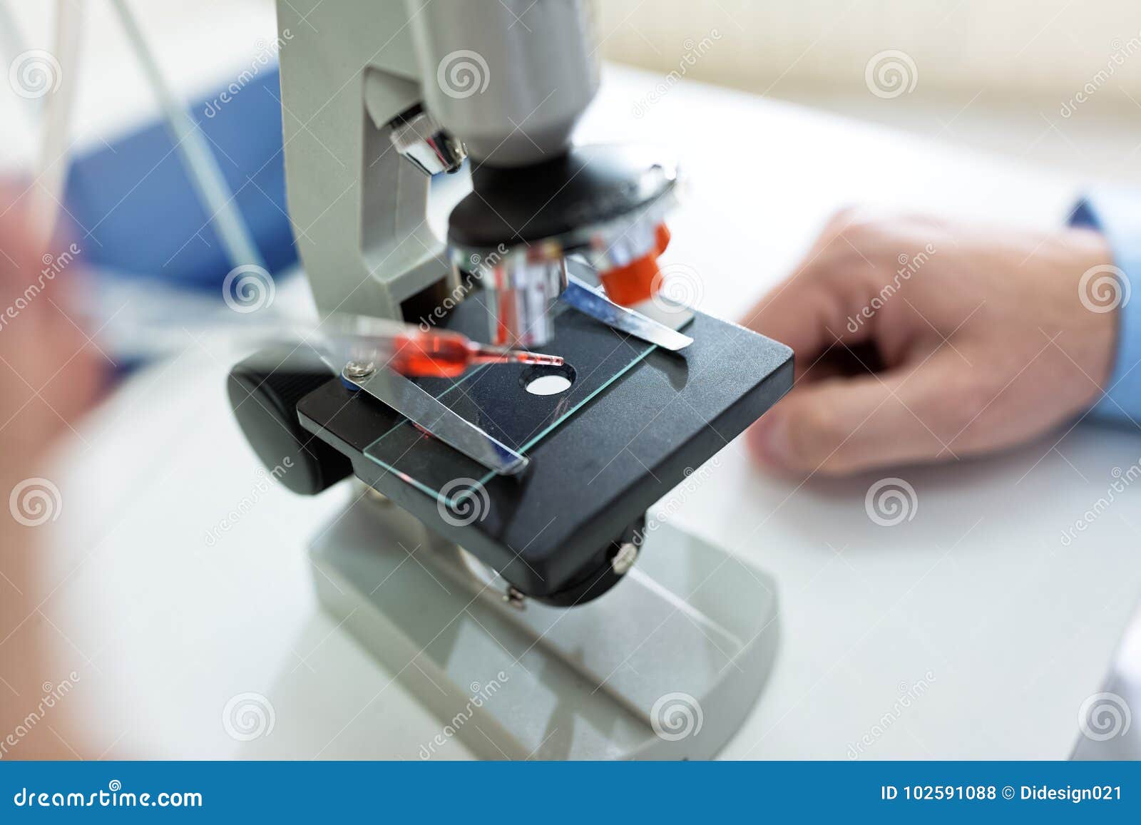 Close Up Scientist Hands with Microscope Stock Photo - Image of coat ...