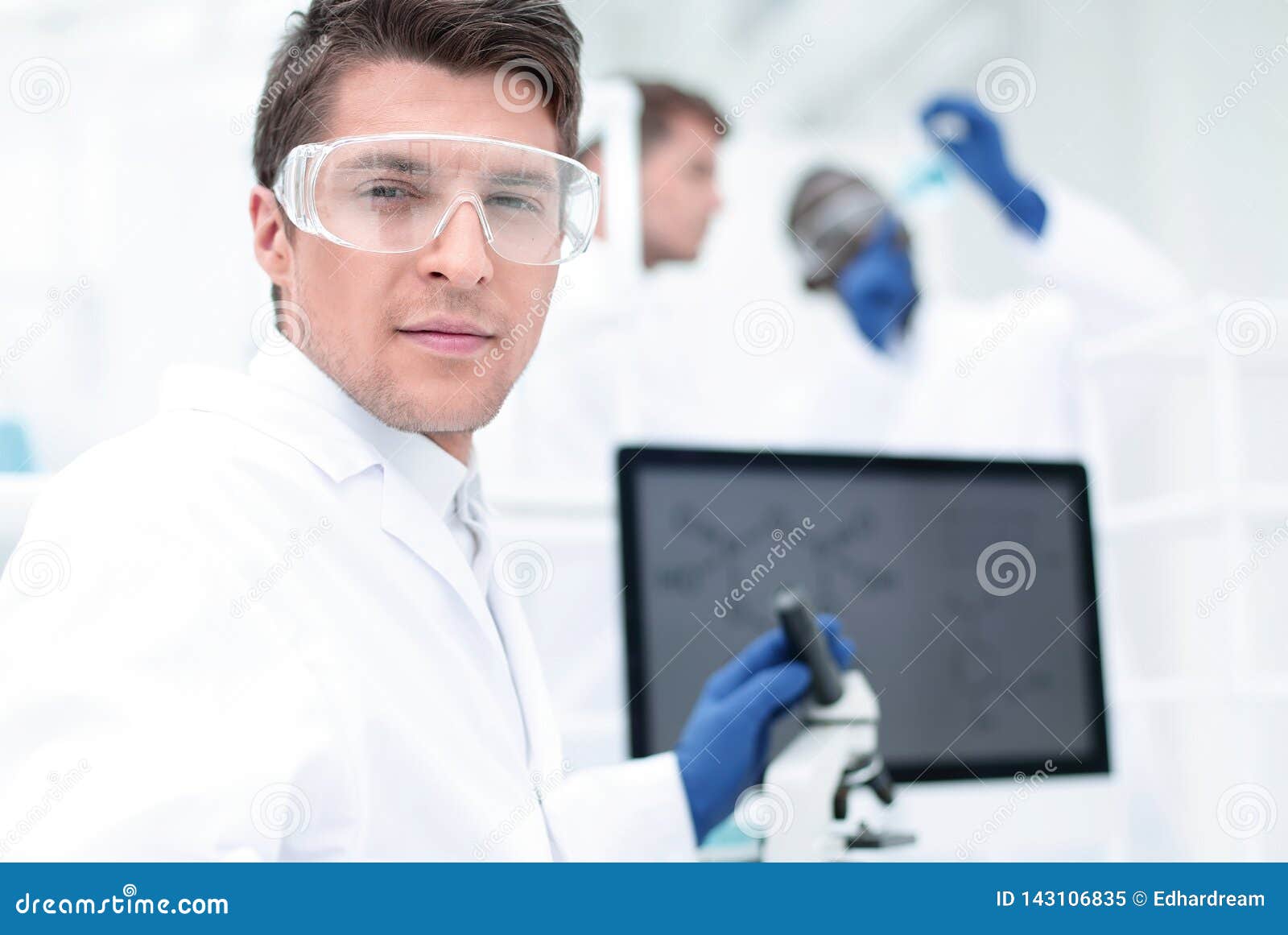 Close Up. Scientist Microbiologist at the Laboratory Table Stock Image ...