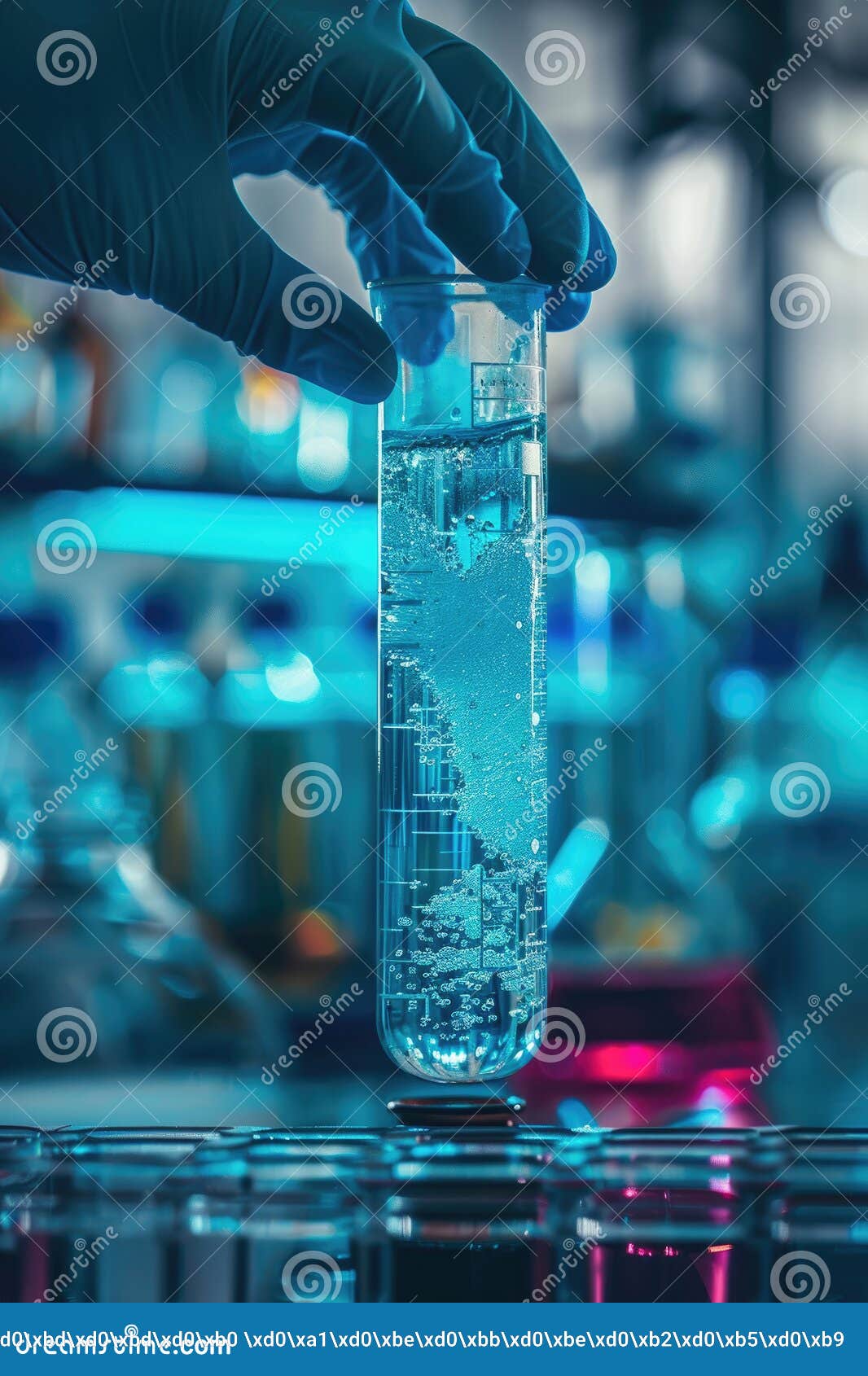 Close-up of a Scientist& X27;s Gloved Hand Holding a Test Tube Stock ...