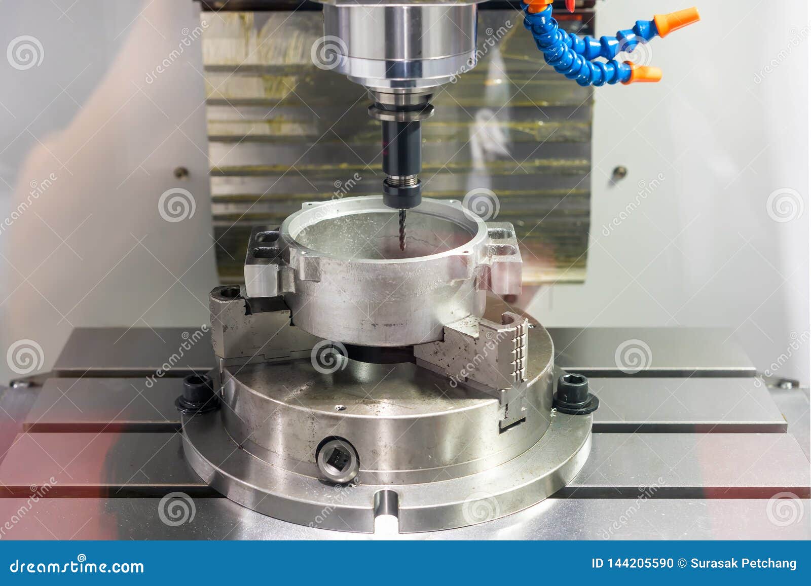 Close Up Tapping Tool and Workpiece at High Accuracy Cnc Milling ...